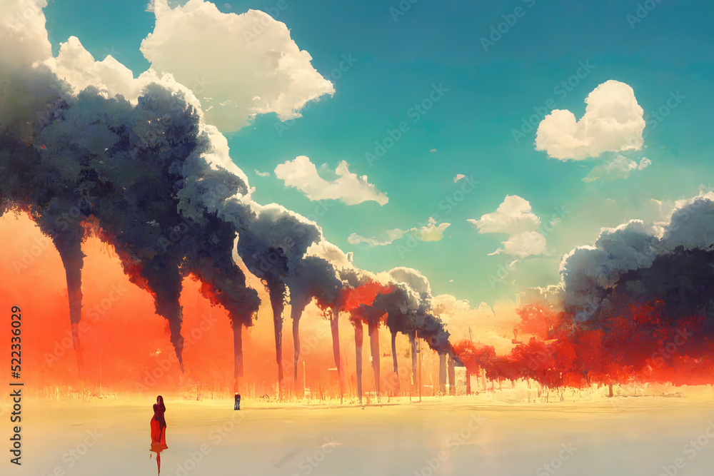 Climate change, Climate Apocalypse, Pollution, wildfires. Stock ...