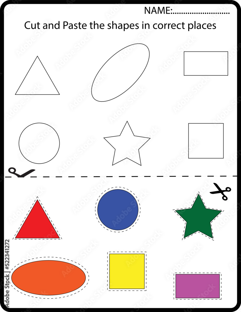 All About Shapes Trace and color the geometric shapes, worksheet for ...