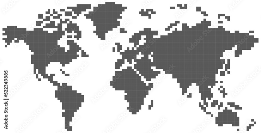 World map pixel art Stock Illustration | Adobe Stock