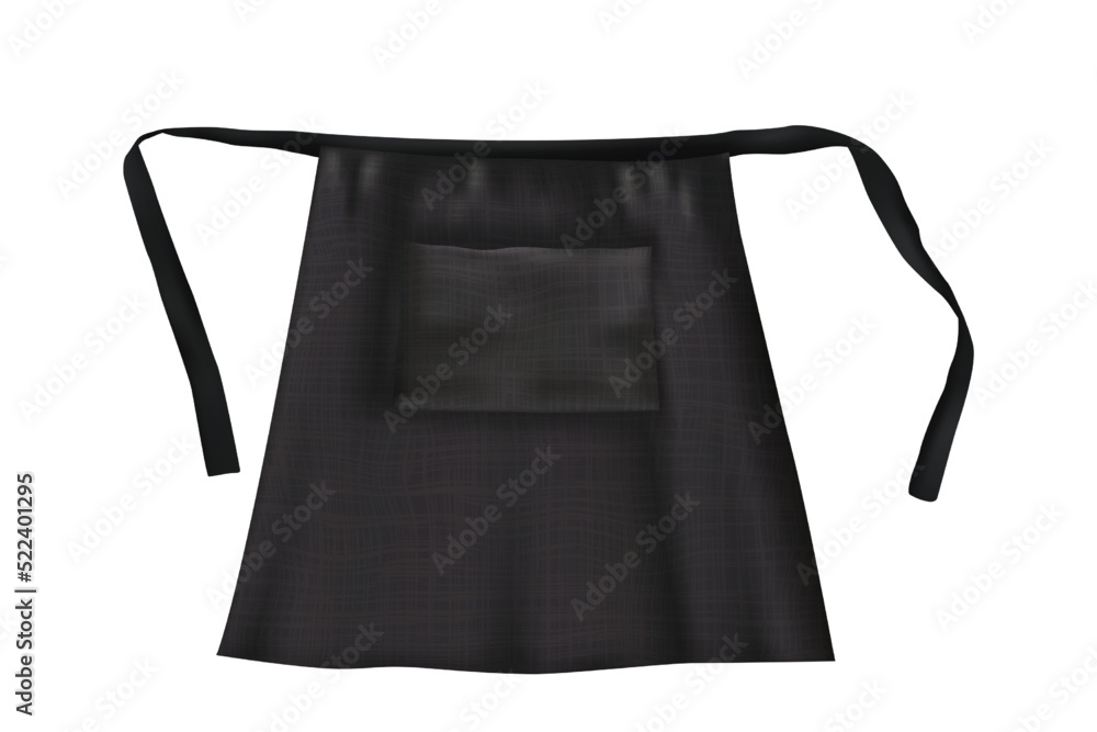Realistic black blank short apron mockup with fabric texture isolated ...