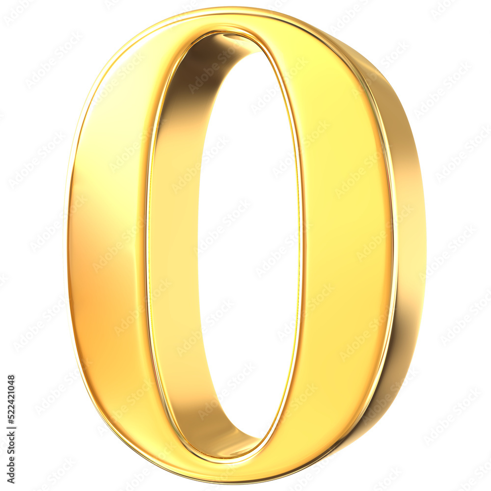 Number 0 gold 3d render Stock Illustration | Adobe Stock