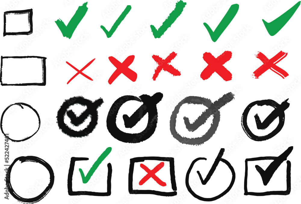 Vetor Hand draw check List. list items, checkbox chalk icons and sketch ...