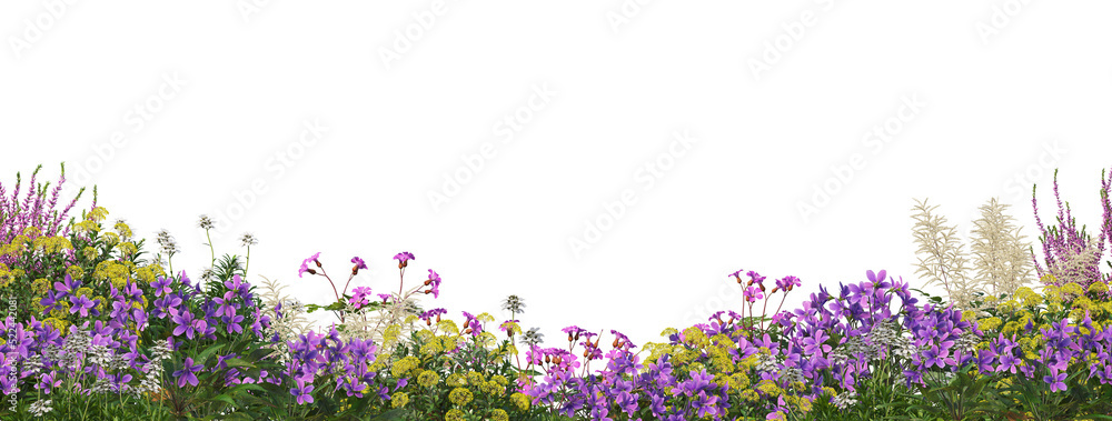 Flower garden and grass on a transparent background Stock Illustration ...