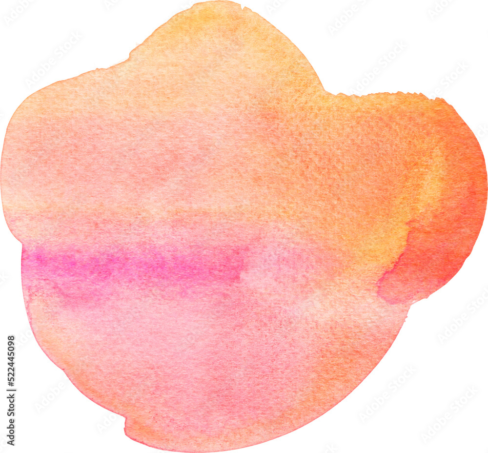 pink and orange watercolor stain brush stroke frame isolated on white ...