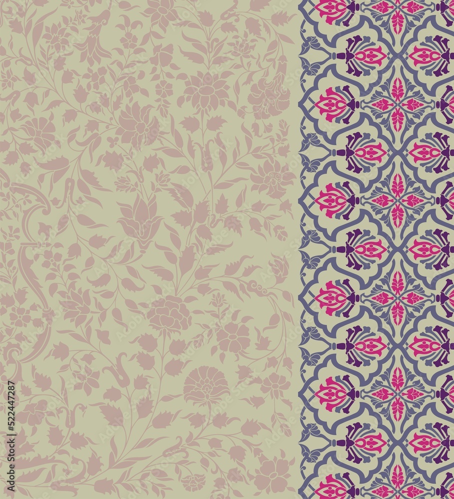 wedding card design, traditional paisley floral pattern , royal India ...