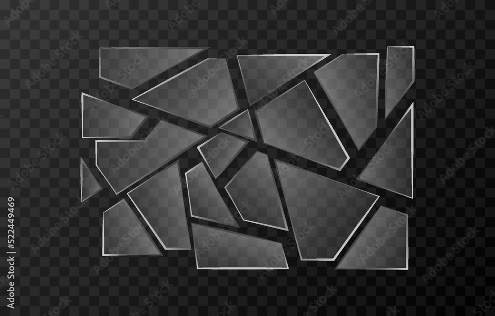 Vector glass shards on an isolated transparent background. Broken glass ...