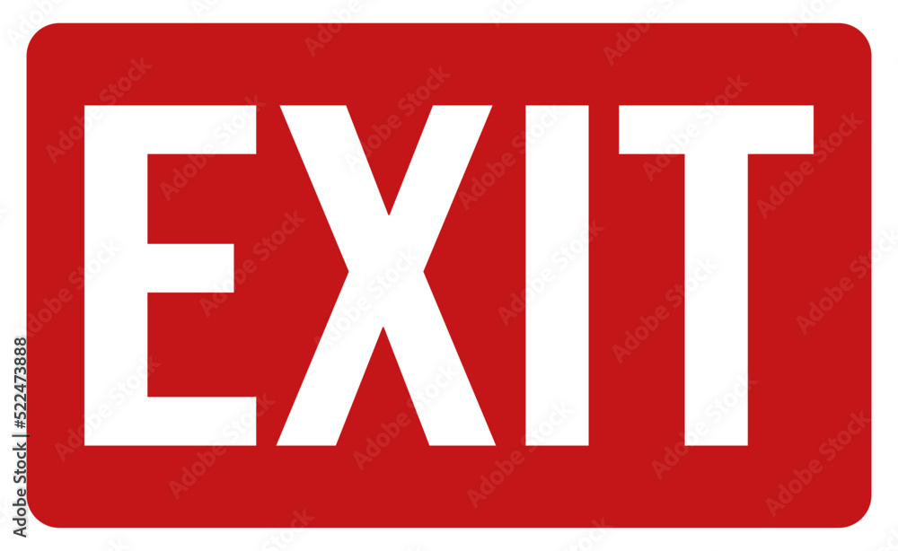 exit sign with white text and red background Stock Vector | Adobe Stock