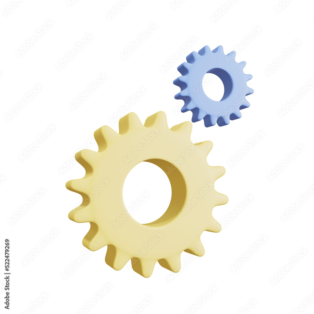 pastel two-gear wheels isolated on a transparent background Stock ...