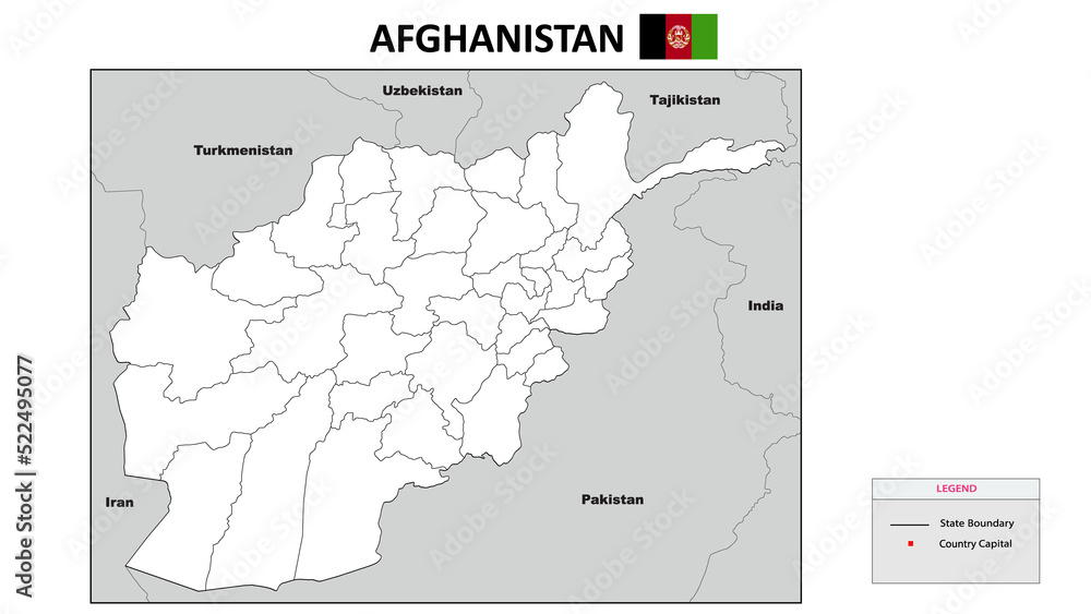 Illustration Stock Afghanistan Map. State and district map of ...