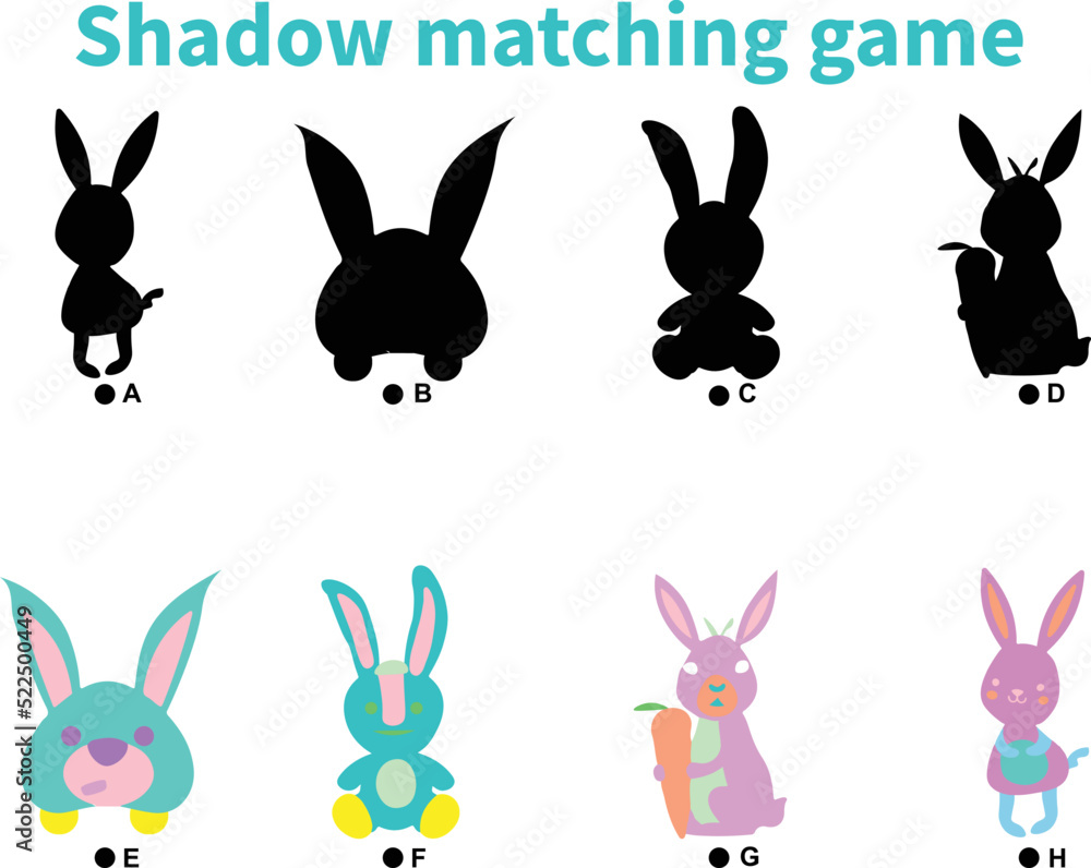 Easter shadow matching game activity. Holiday celebration educational ...