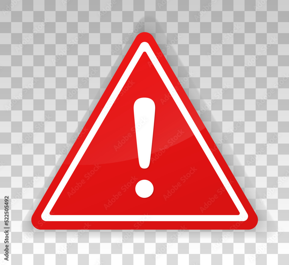 Image vectorielle Stock Alert icon. Attention warning in red triangle ...