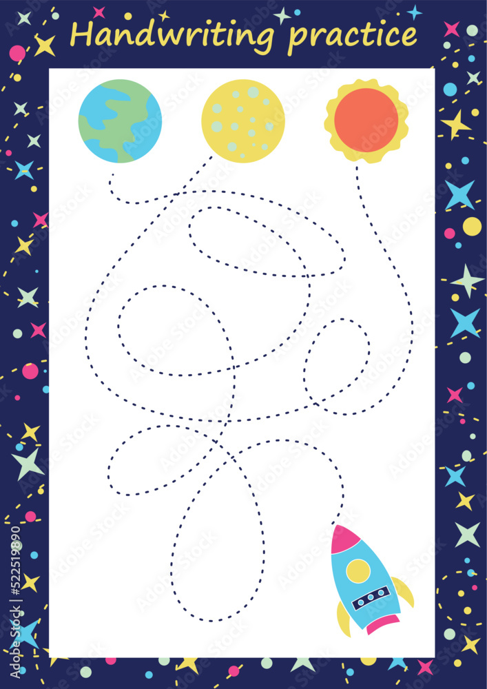 Preschool worksheet for practicing fine motor skills - tracing dashed ...