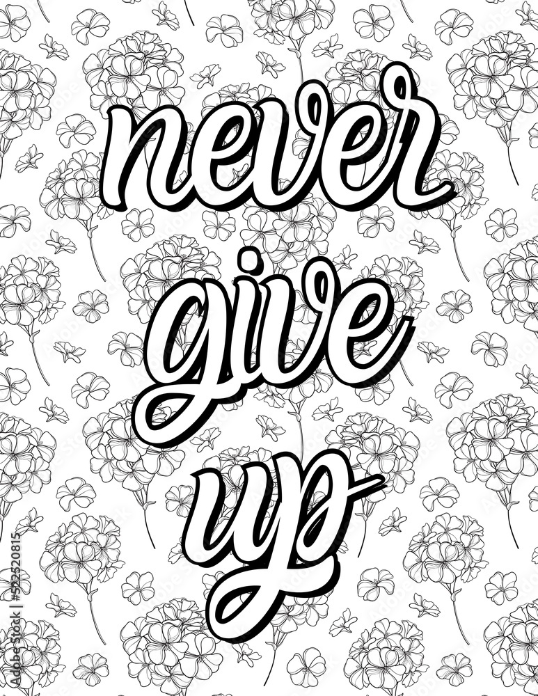 Ilustración de Stock Floral Inspirational Motivational quotes coloring ...