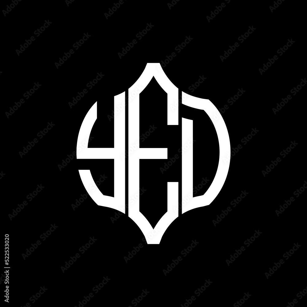 YED letter logo. YED best black background vector image. YED Monogram ...