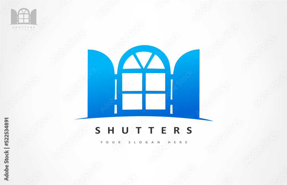 Shutters logo vector. Window design. Stock Vector | Adobe Stock