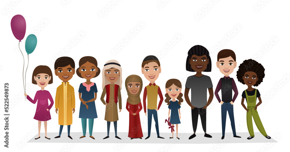 Group of smiling children different nationalities isolated vector ...