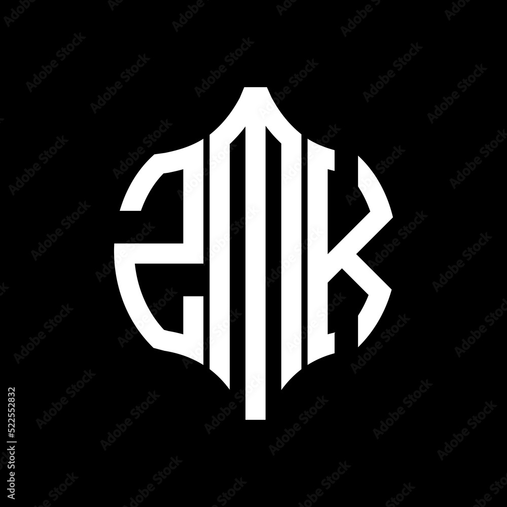 ZMK letter logo. ZMK best black background vector image. ZMK Monogram ...