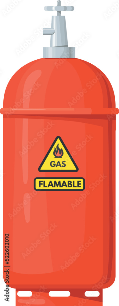 Red gas cylinder. Metal dangerous fuel cartoon container Stock Vector ...