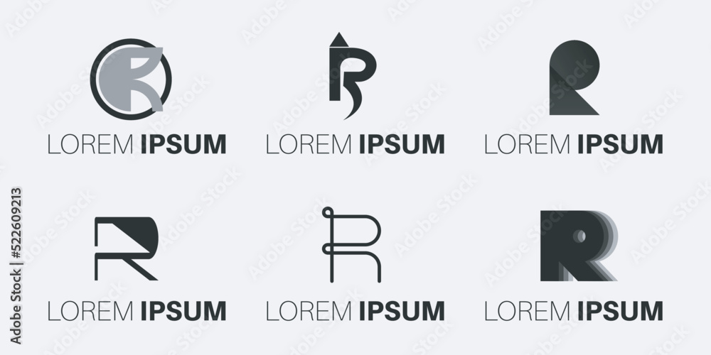Set of creative monogram letter R logo design Stock Vector | Adobe Stock