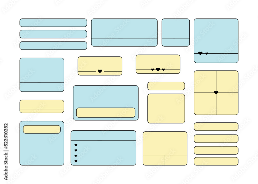 Collection of simple empty text boxes for quotes or list. Text box ...