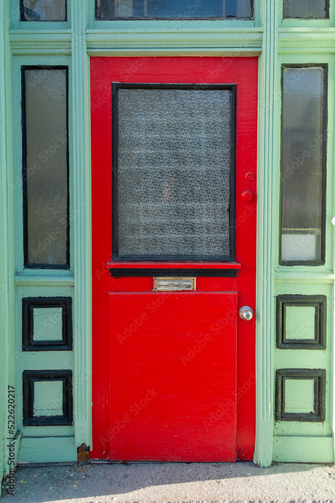 Foto de Stock The exterior facade of a vintage shop with an orange ...