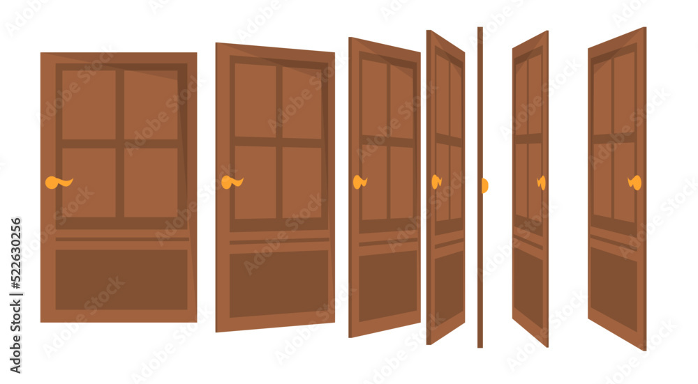 Door for animation. Set of sprites of different stages of closing or ...
