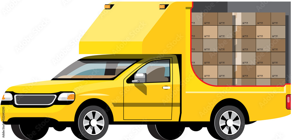 Cartoon box truck illustration Stock Illustration | Adobe Stock