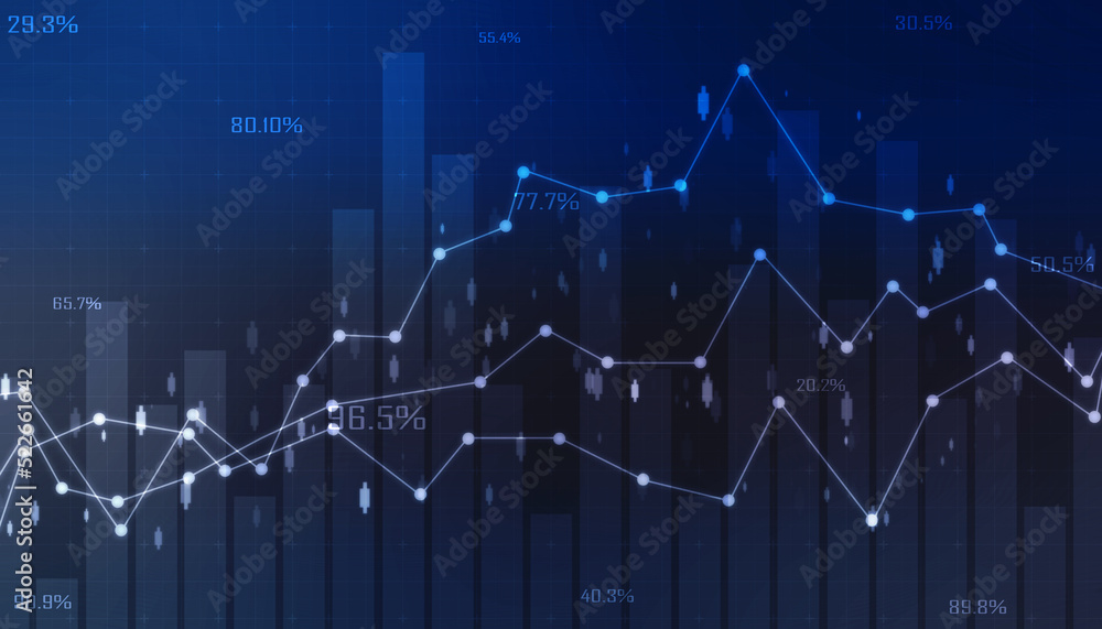 Business Growth graph on technology background, Futuristic raise arrow ...