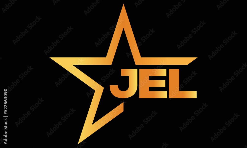 JEL golden luxury star icon three letter logo design vector template ...