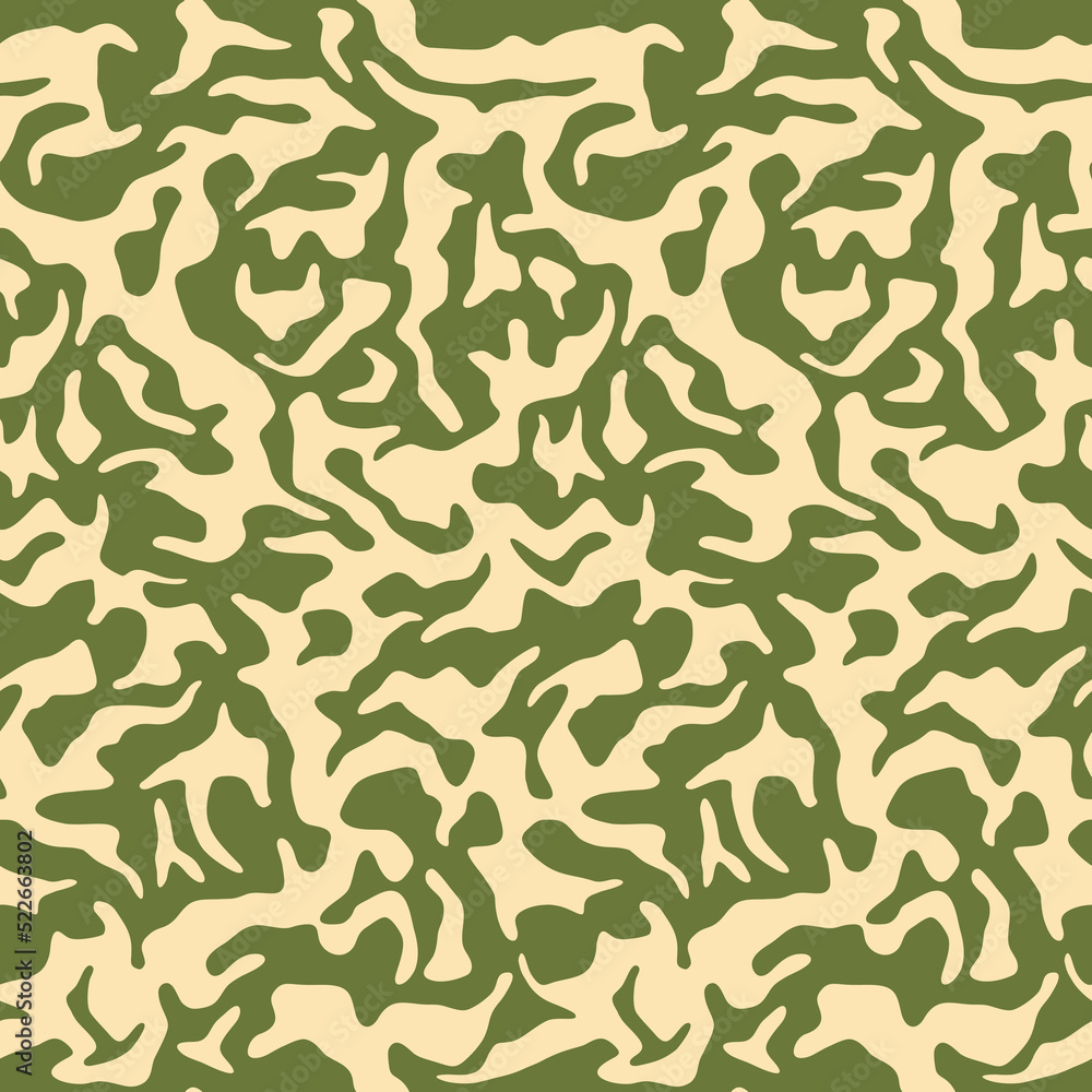 Olive green camouflage seamless pattern. Modern military two color camo ...
