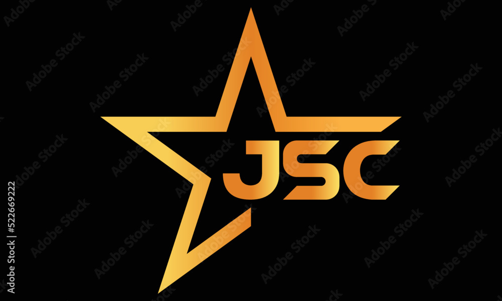 Image vectorielle Stock JSC golden luxury star icon three letter logo ...
