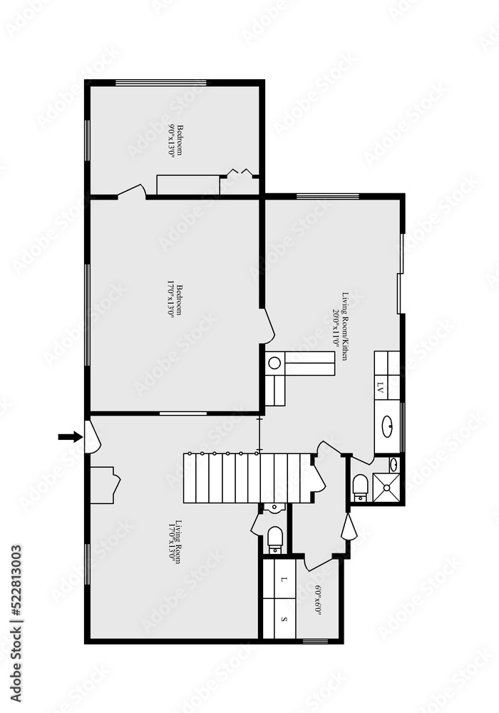 Autocad drawing. Floor plan. Interior. 2d floor plan for real estate ...