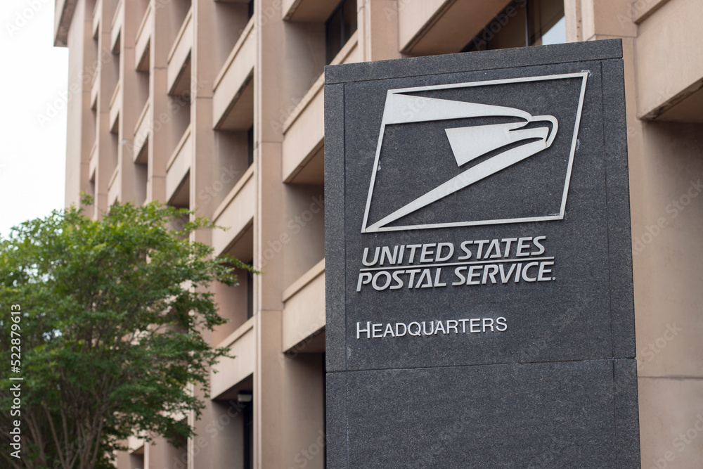 Washington, DC, USA - June 22, 2022: The USPS sign is seen outside the ...