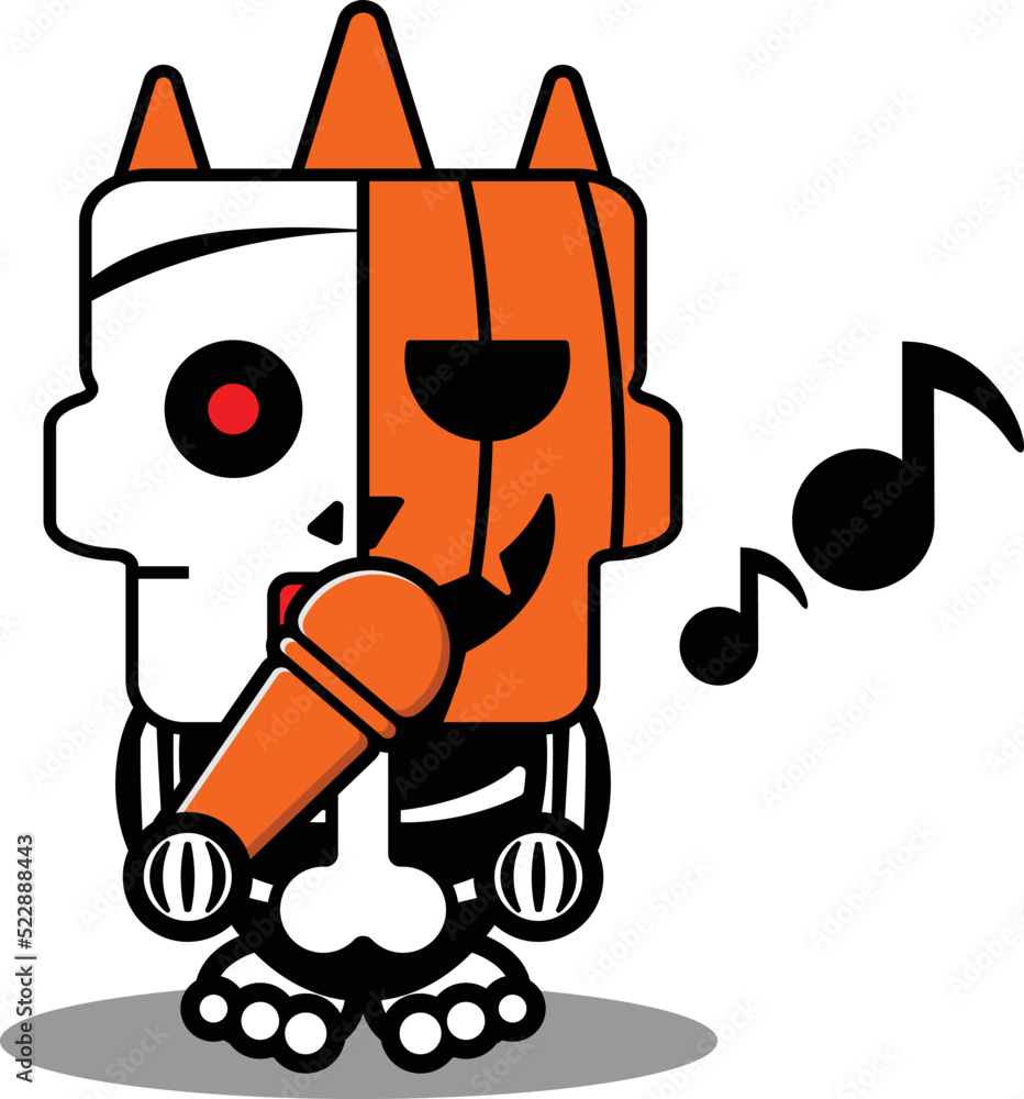 cartoon pumpkin mascot character halloween cute skull singing vector ...
