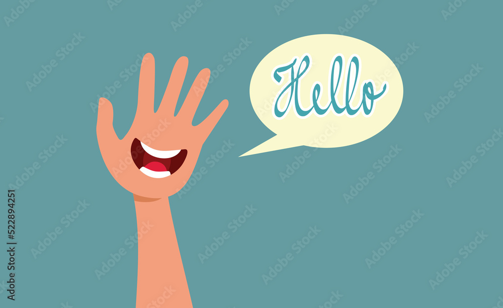Hand Waving a Hello Salute Vector Cartoon Illustration. Palm saying hi ...