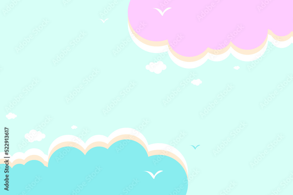 Sky background, pastel paper cut design Stock Illustration | Adobe Stock
