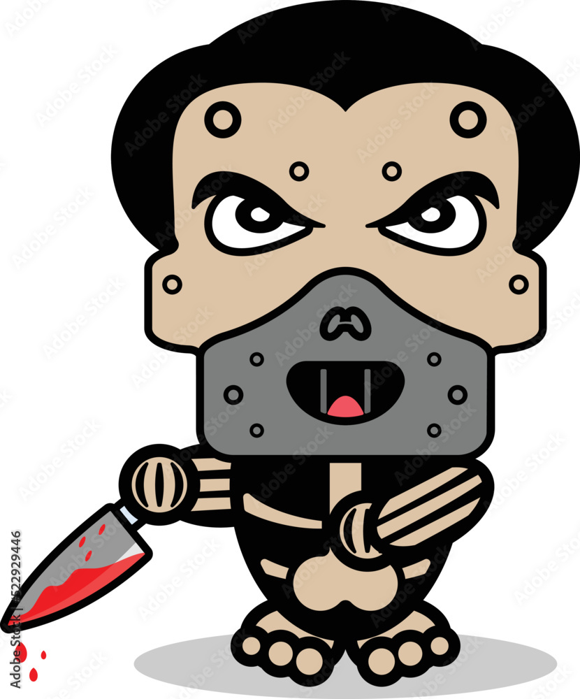 cute hannibal lecter bone mascot character cartoon vector illustration ...
