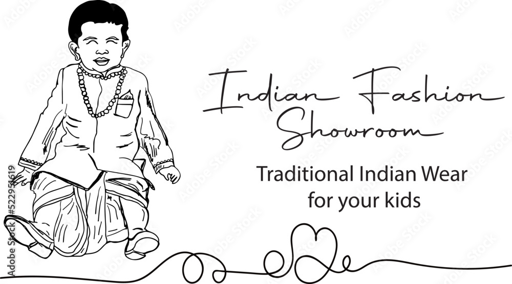 Vetor do Stock Kid wearing Traditional Indian dress Dhoti Kurta vector ...