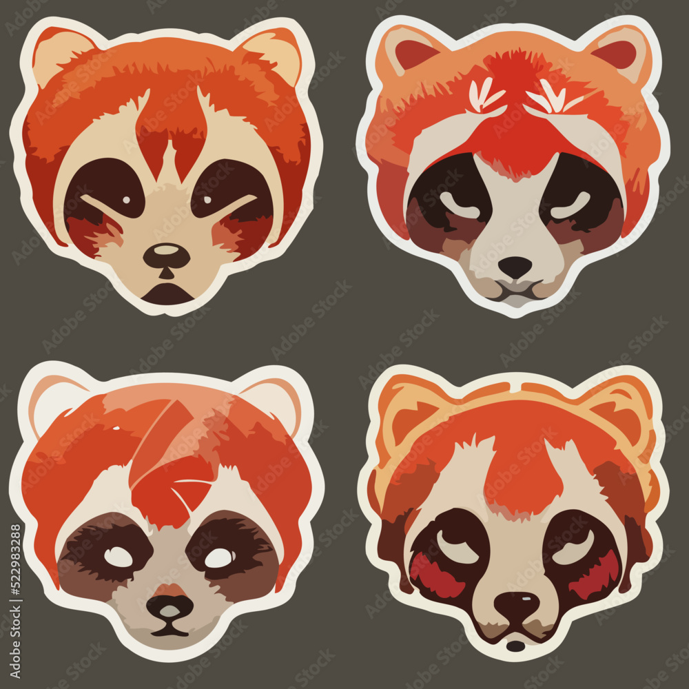 red panda sticker collection Stock Vector | Adobe Stock
