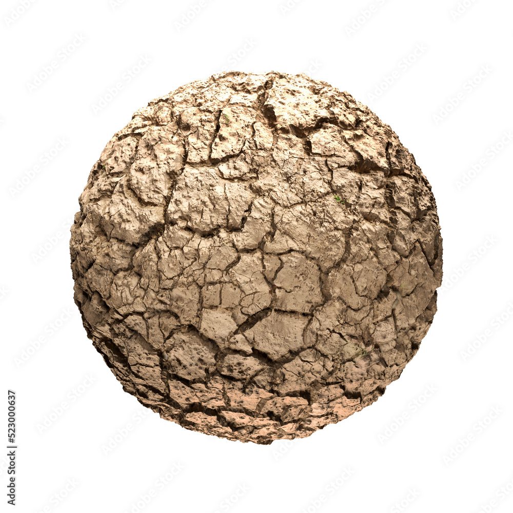Planet Earth Soil Desert Cracked Dry Brown Ball Isolated on Transparent ...