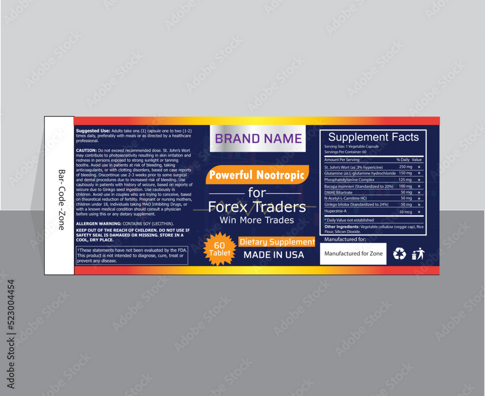 supplement label design template ,nutrition label,supplement packaging ...
