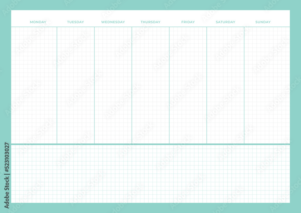 A simple, colorful style weekly planner. Note, scheduler, diary ...