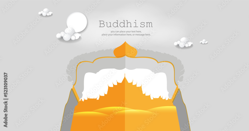 Temple of frame vector illustration - Magha Puja, Asanha Puja, Vesak ...