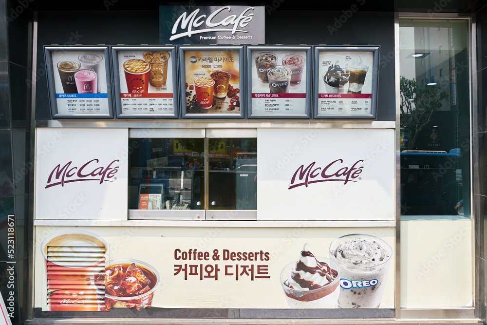 SEOUL, SOUTH KOREA - CIRCA MAY, 2017: McCafe counter at Seoul. McCafe ...