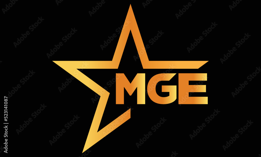 MGE golden luxury star icon three letter logo design vector template ...