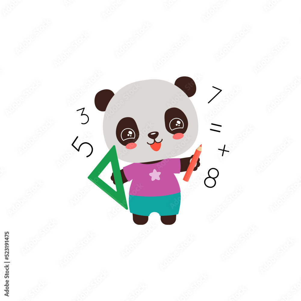 School student animal. Math school subject vector. Educational clipart ...