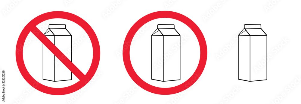 No milk sign or logo. For gluten and dairy free product. Vector pack of ...