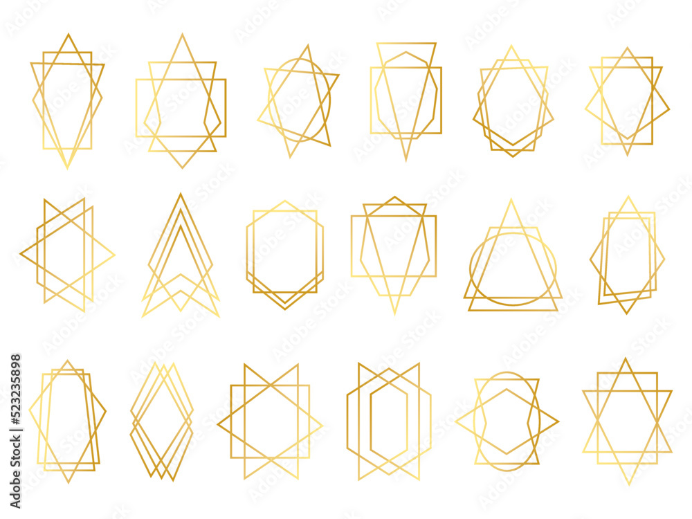 Golden border line frame set. Geometric invites with gold pattern ...