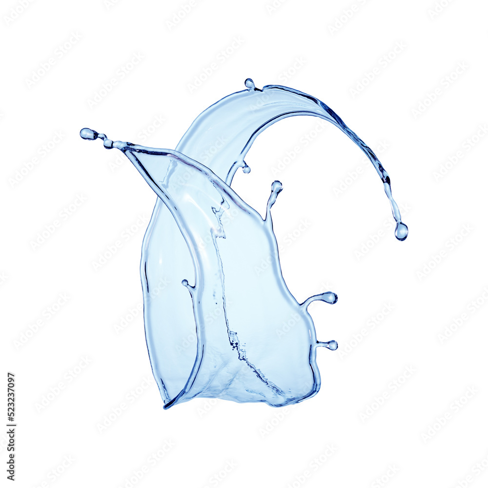 3d render, blue wave, water wavy splash clip art isolated on ...