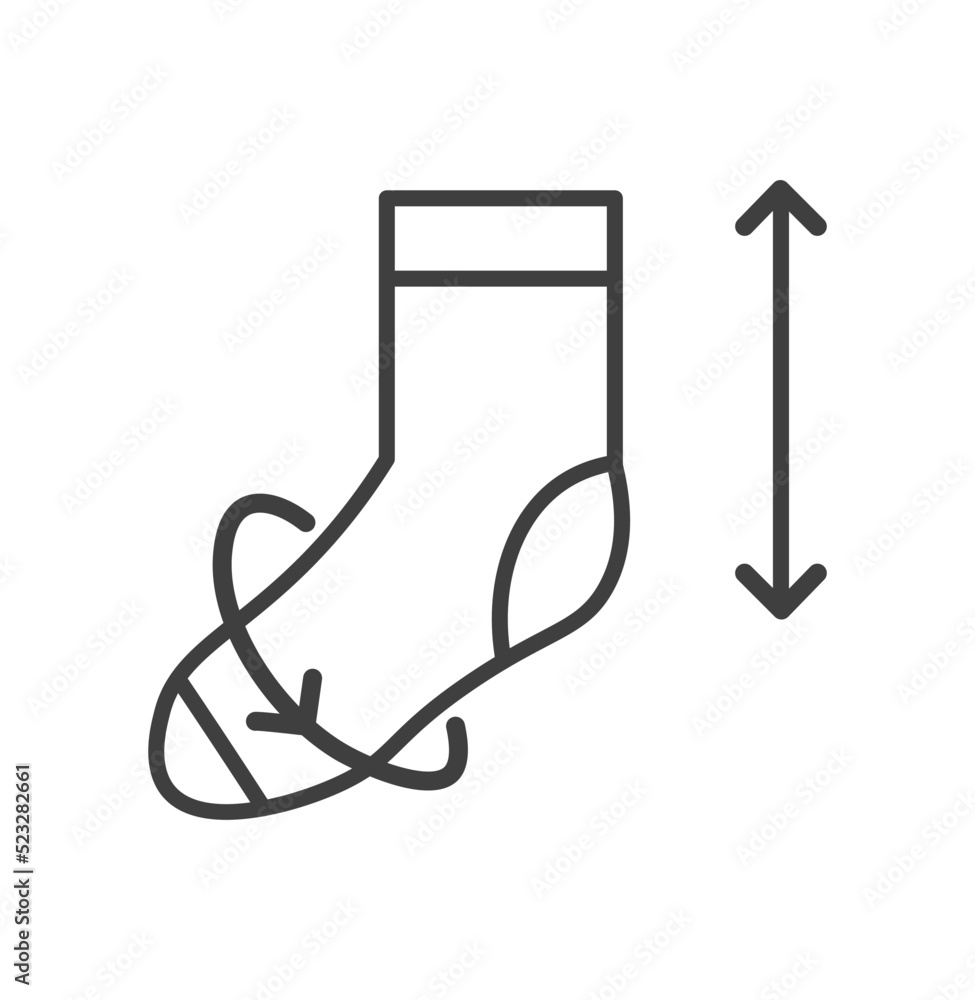 Dimensions and size chart of socks, measurement Stock Vector | Adobe Stock